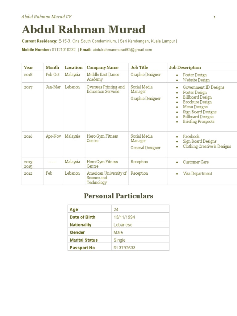 Murad CV | PDF | Graphic Design