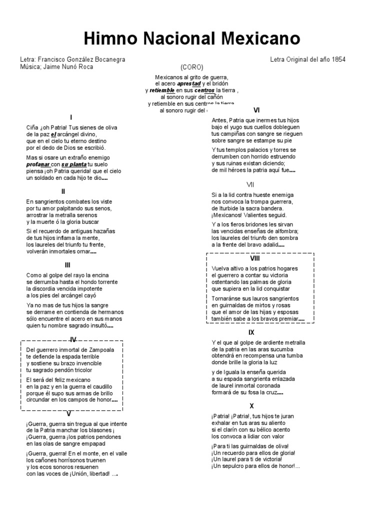 Himno Nacional Mexicano 10 | PDF