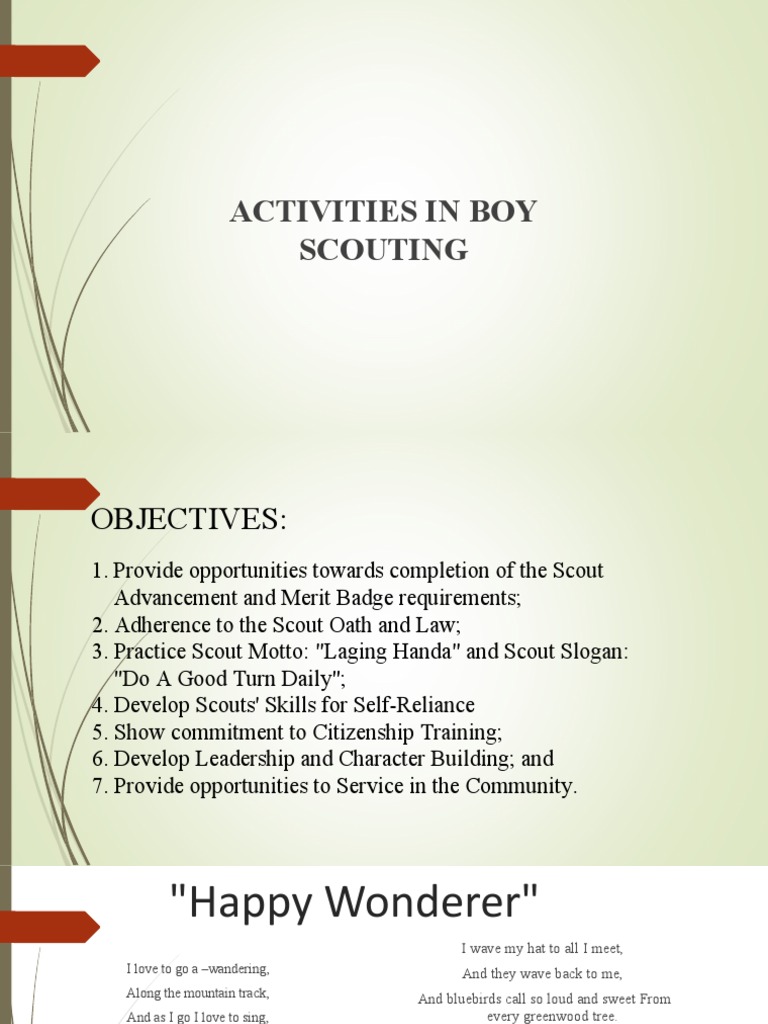 Objectives of Boy Scouting Activities | PDF | Scouting | Boy Scouts Of ...