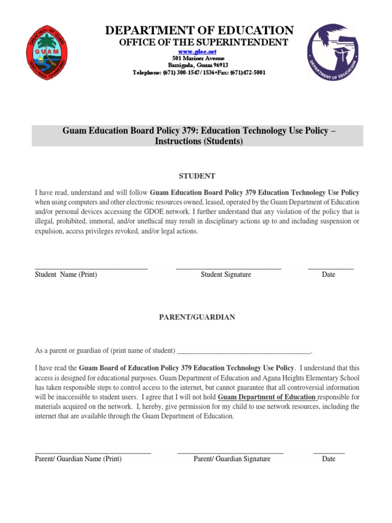 BP 379 836 Tech Use Policy | PDF | Educational Technology | Internet