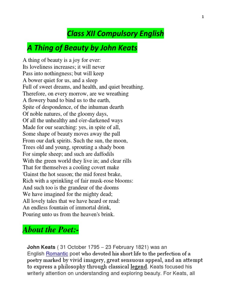 English Project Work | PDF | John Keats