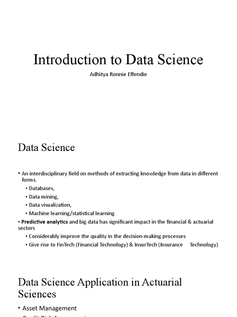 Introduction To Data Science | PDF | Machine Learning | Financial ...