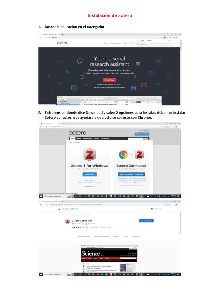 Instalación de Zotero en Chrome y Windows | PDF