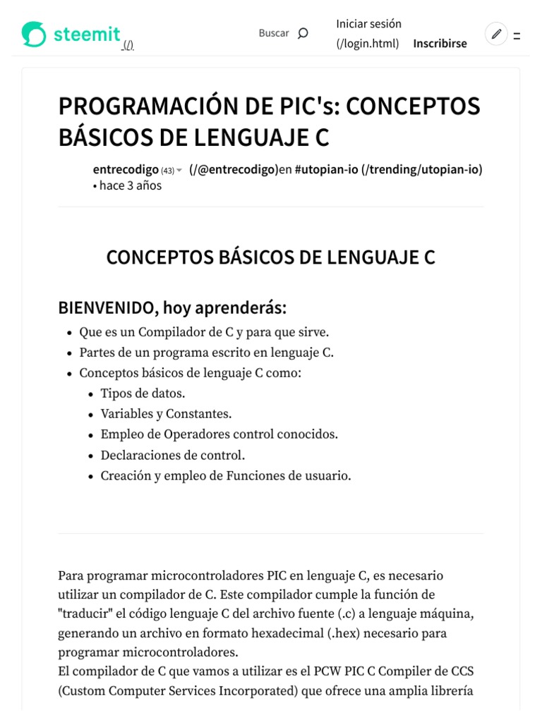 Programación de Pic'S - Conceptos Básicos de Lenguaje C - Steemit | PDF ...