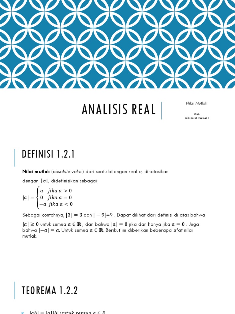 Analisis Real - Bilangan Mutlak | PDF