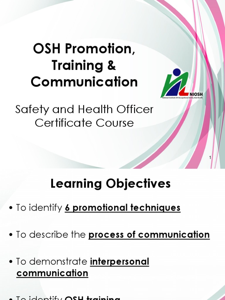 NIOSH SHO 05-OSH Promotion Training Communication | PDF | Occupational ...