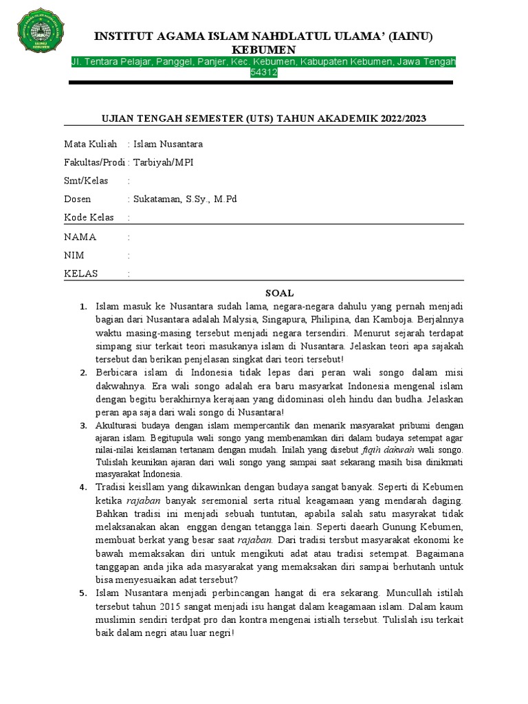 Uts Makul Islam Nusantara | PDF | Agama & Spiritualitas
