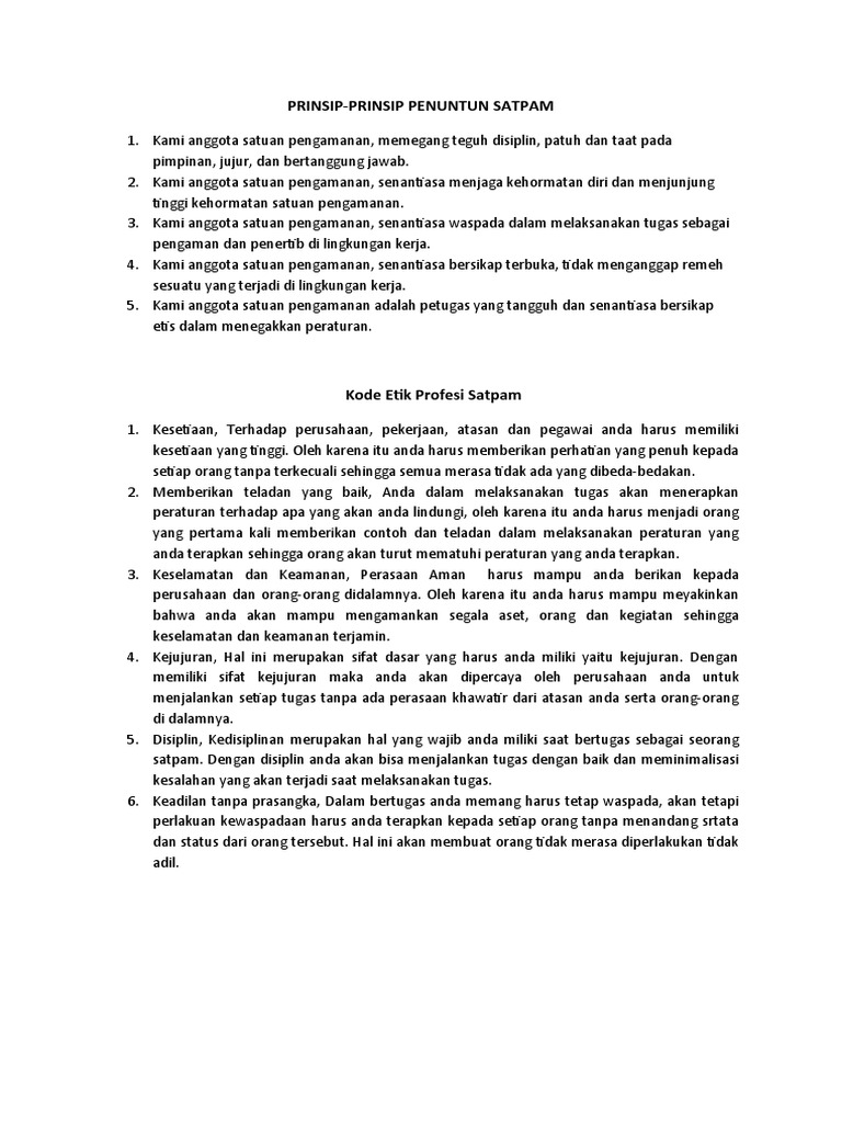 Prinsip Satpam | PDF | Karier & Perkembangan