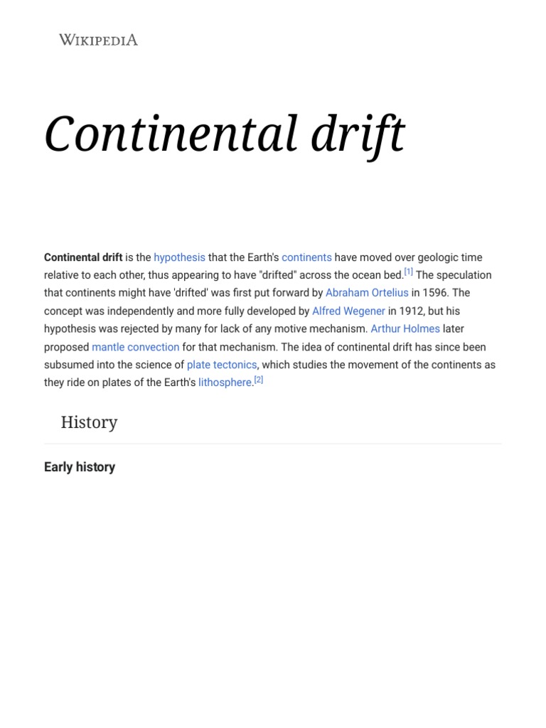 Continental Drift - Wikipedia | PDF | Plate Tectonics | Applied And ...