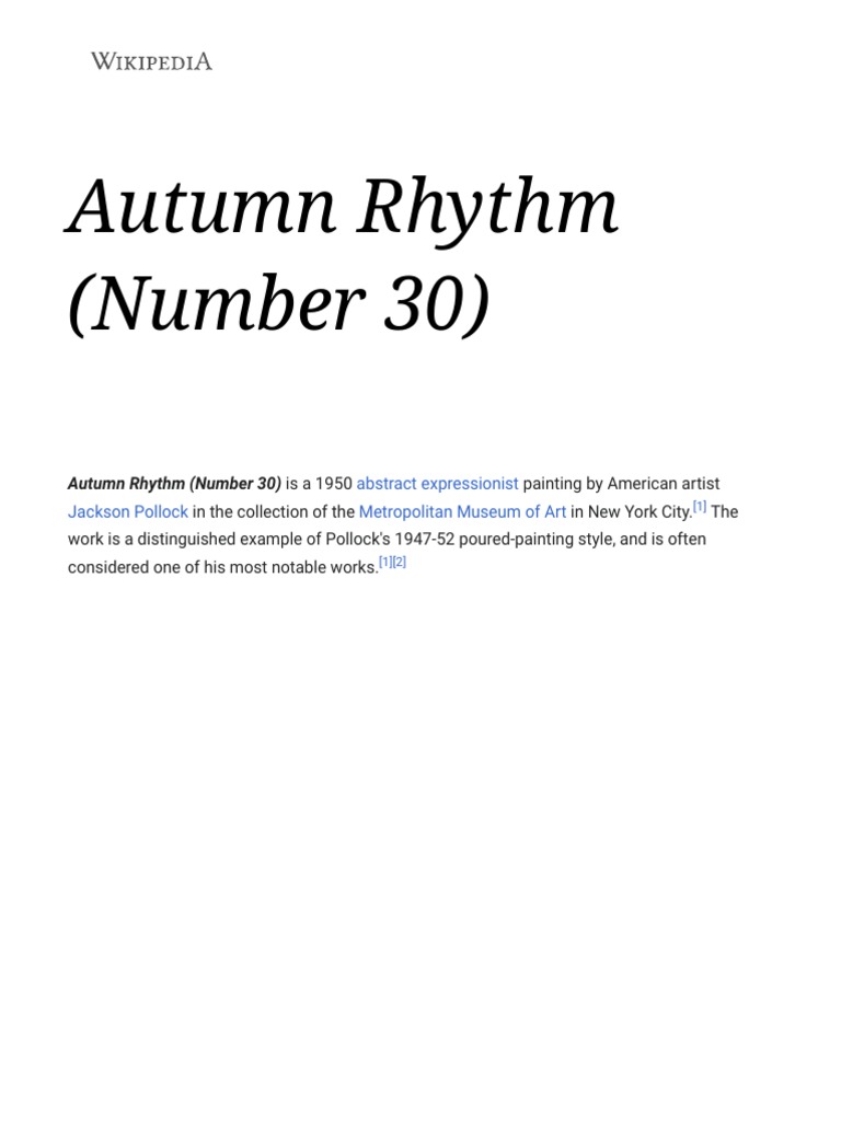 Autumn Rhythm (Number 30) - Wikipedia | PDF | Modern Art | Movements