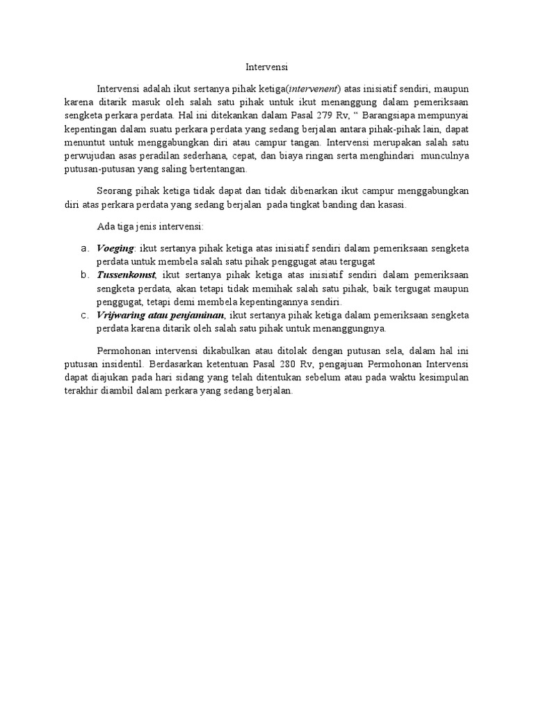 Jenis dan Proses Intervensi Perdata | PDF