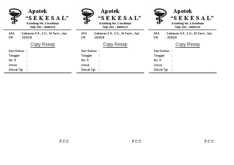 Blanko Copy Resep Asli | PDF