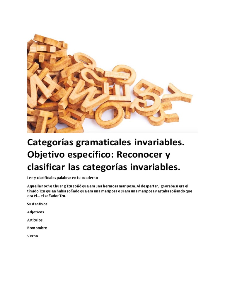 Categorías Gramaticales Invariables. | PDF | Parte del discurso | Palabra