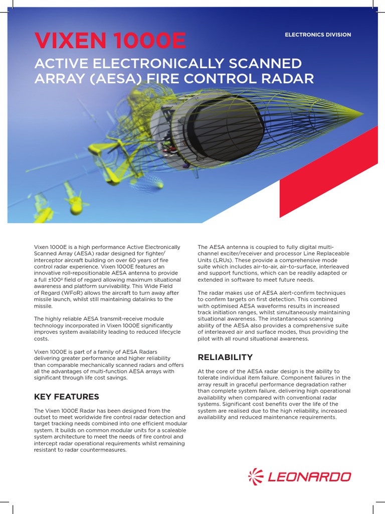 Vixen 1000E - Electronically Scanned AESA Radar (mm08133) HQ | PDF | Radar | Military Technology