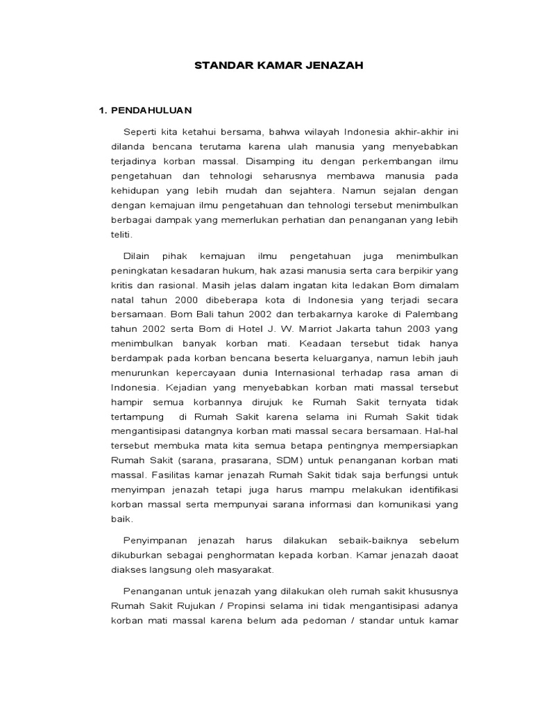 Standar Kamar Jenazah | PDF