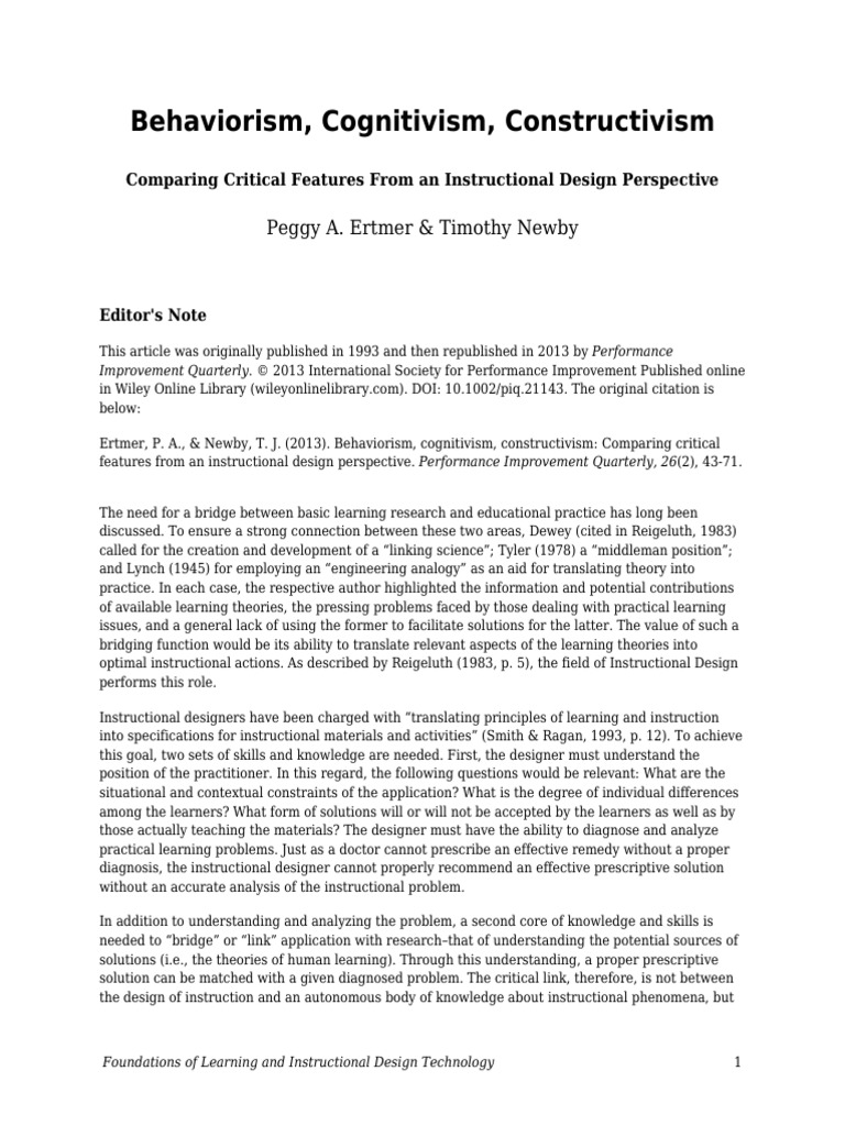 Behaviorism Cognitivism Constructivism | PDF | Constructivism (Philosophy Of Education ...