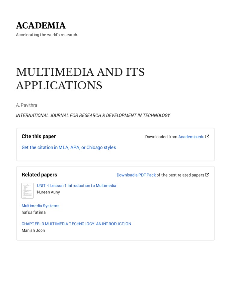 Multimedia and Its Applications | PDF | Dvd | Multimedia