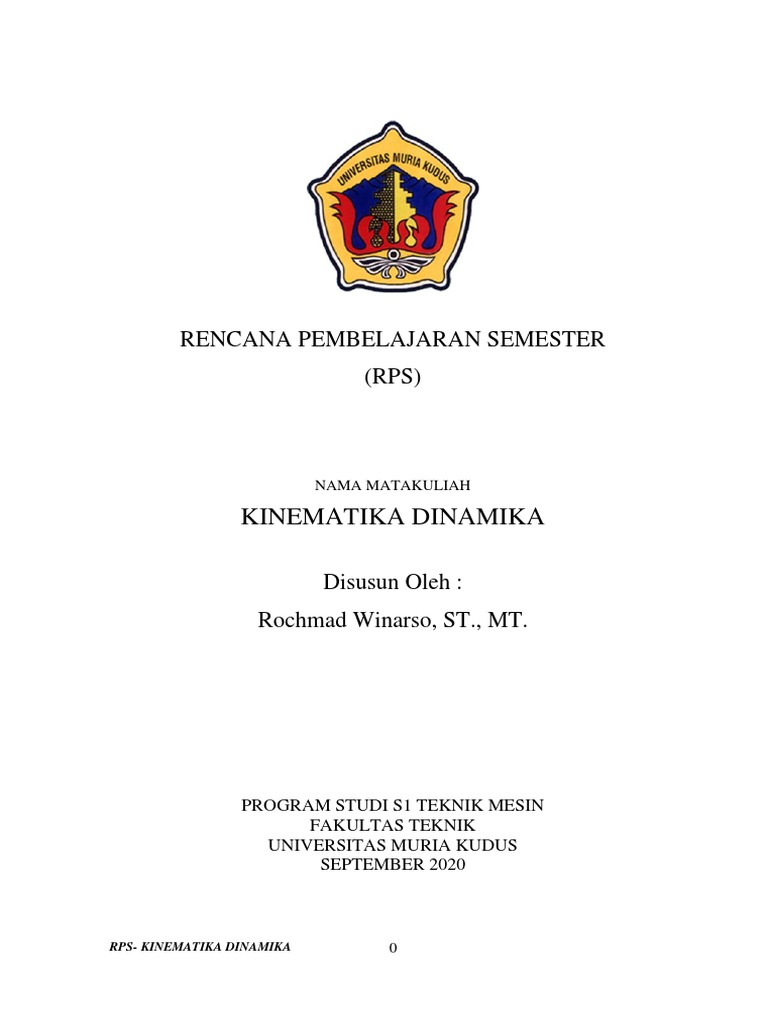 RPS Mekanisme Kinematika Dinamika 2 2020 | PDF | Seni | Teknologi & Rekayasa