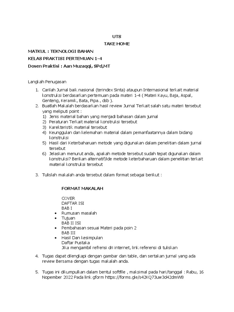 UTS Tekn. Bahan Konstruksi | PDF