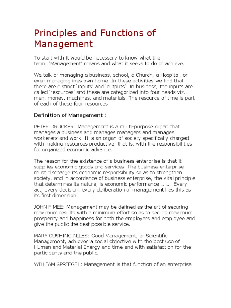 Principles and Functions of Management | PDF | Leadership | Goal