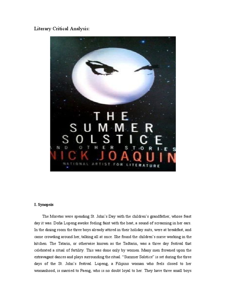 SUMMER SOLSTICE (Literary Analysis) | PDF