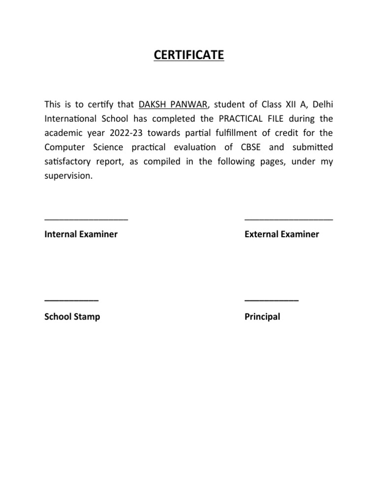 Certificate and Acknowledgement | PDF