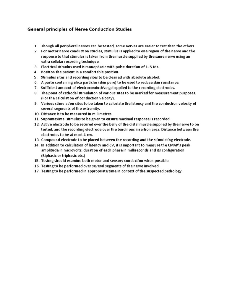 General Principles of Nerve Conduction Studies | PDF