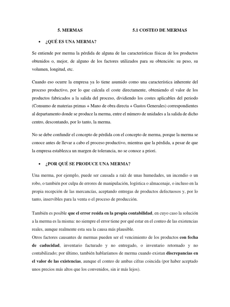 Investigación de Mermas | PDF | Contabilidad | Inventario