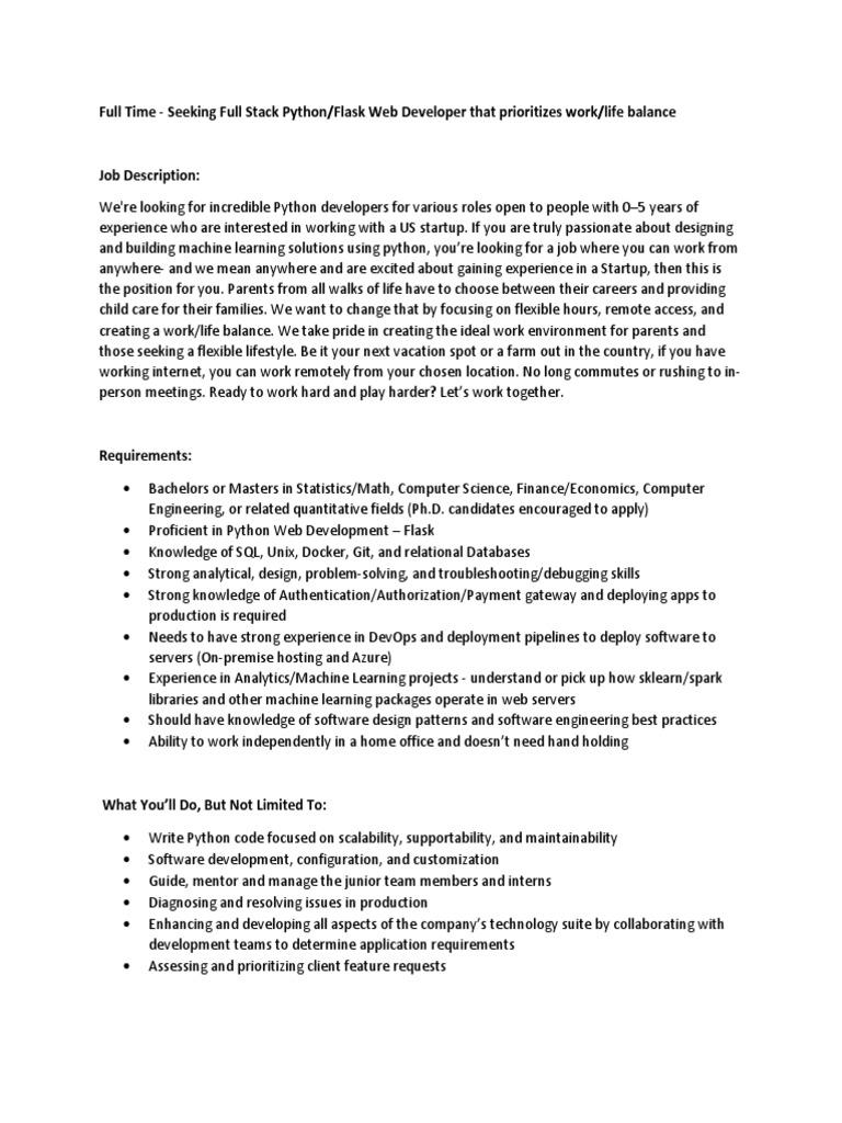 FT - Python Flask Developer | Download Free PDF | Software | Software ... FT - Python Flask Developer | Download Free PDF | Software | Software ...