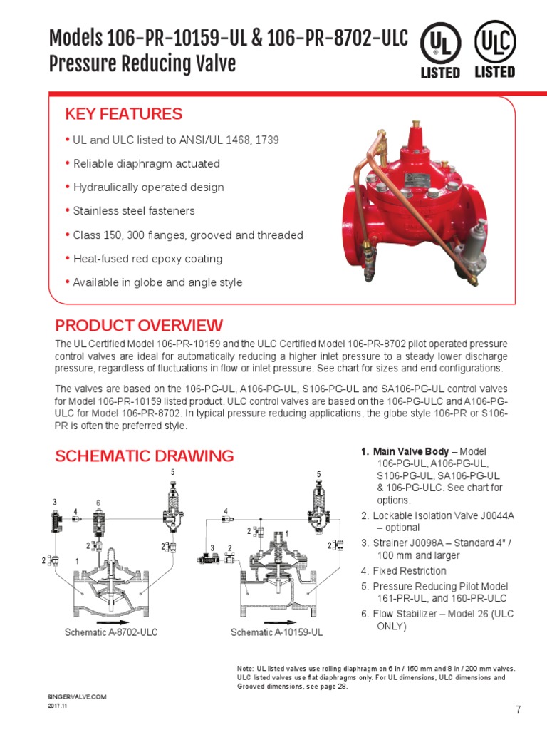 SingerValve 106 PR UL Fire Valve Sheet Product Pages | PDF | Valve | Gases