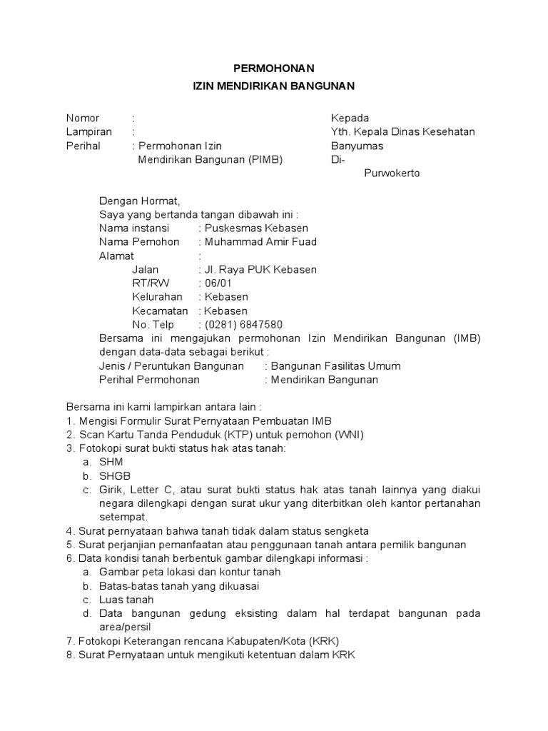 Surat Permohonan Imb | PDF