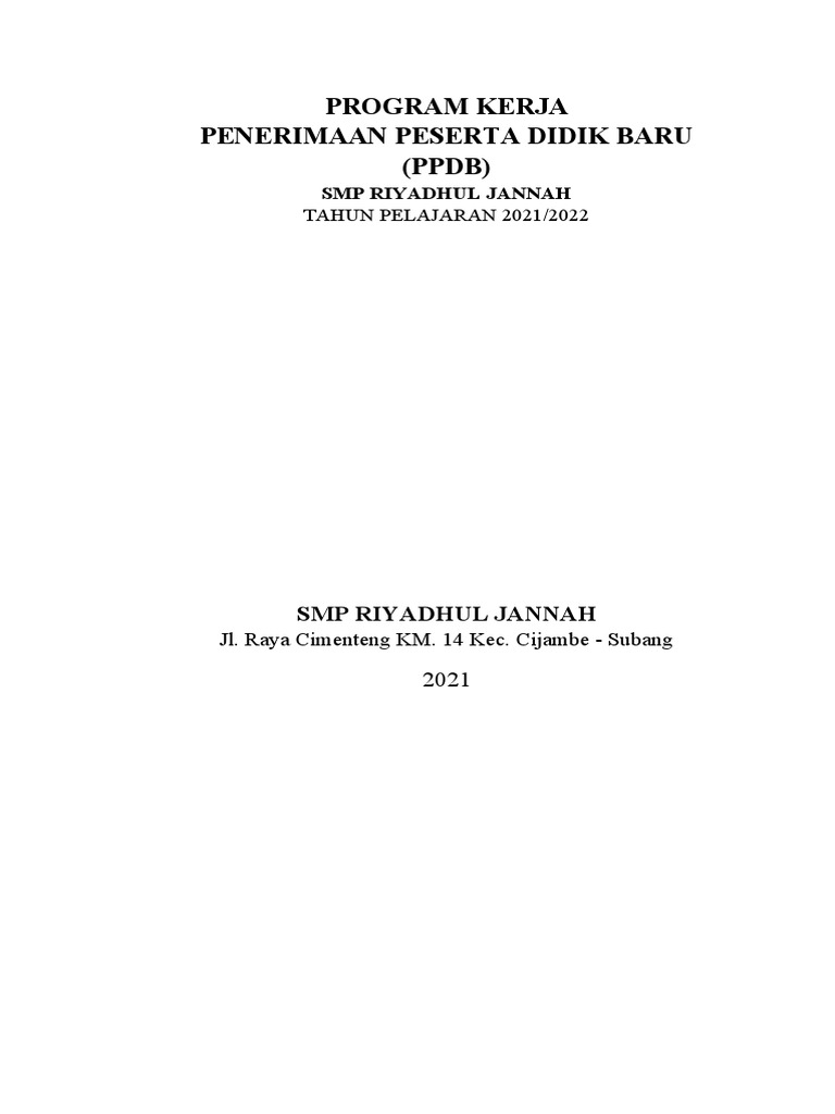 PROGRAM Kerja PPDB - 21 22 | PDF | Karier & Perkembangan | Bisnis