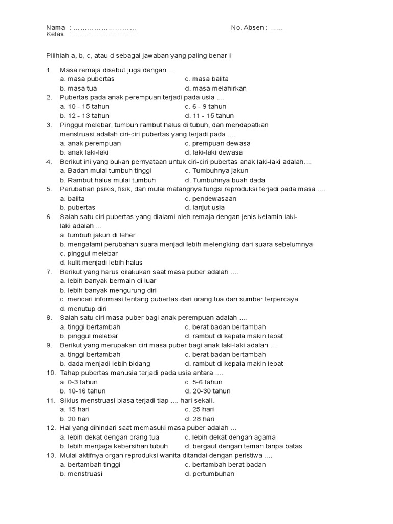 Soal IPA AN Sem 2 Pubertas | PDF