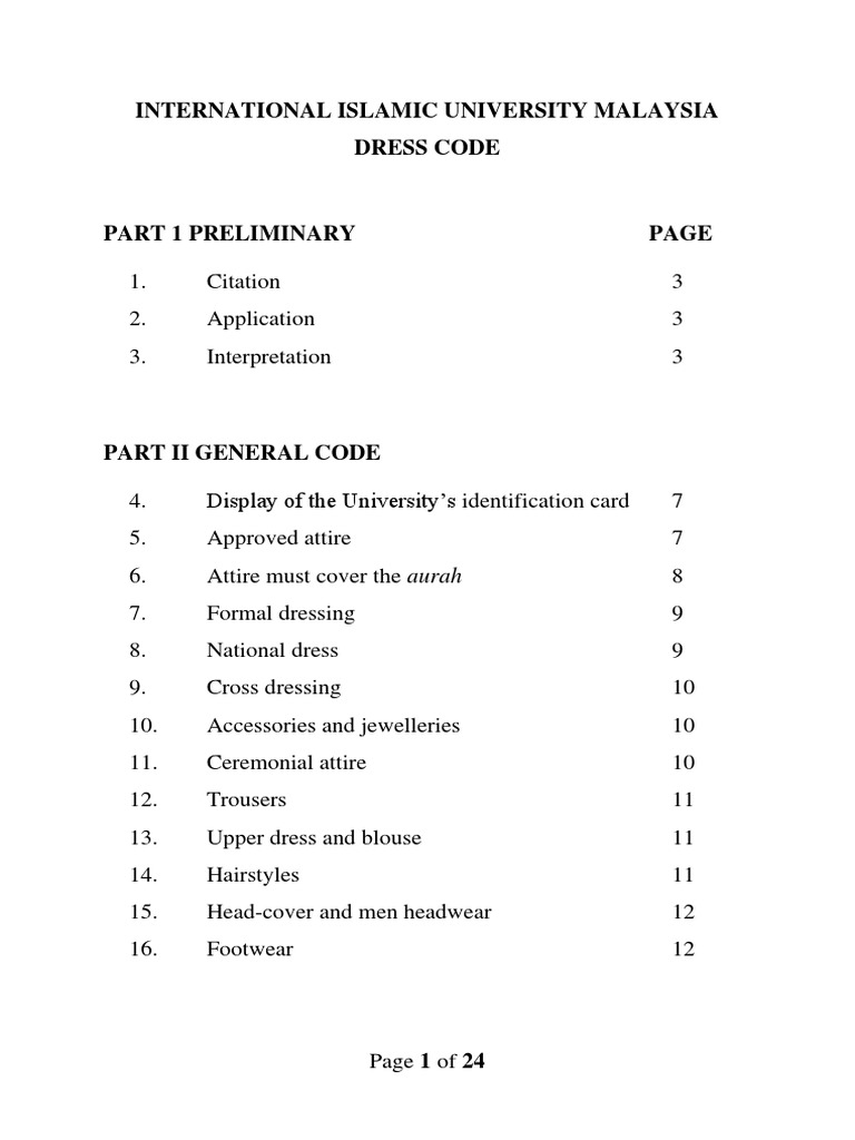 IIUM Dress Code | PDF | Trousers | Dress