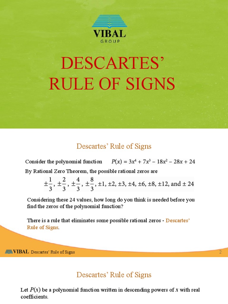 Descartes' Rule of Signs | PDF | Polynomial | Numbers