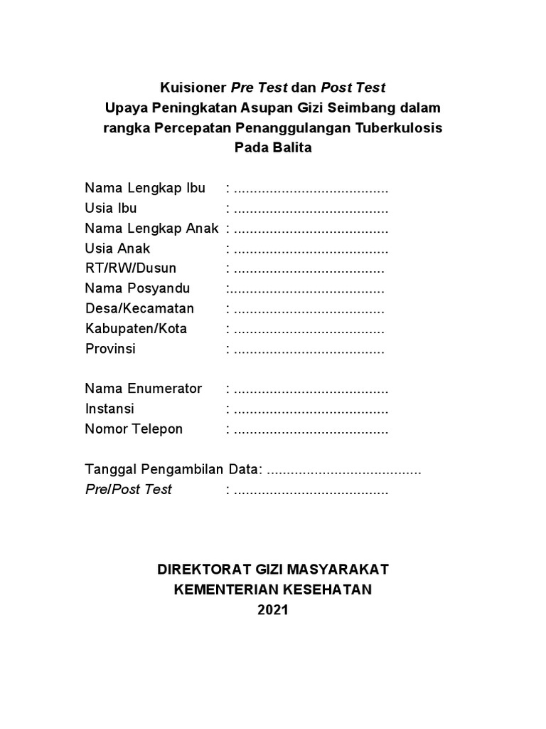 Kuisioner Pre Test Dan Post Test TBC | PDF