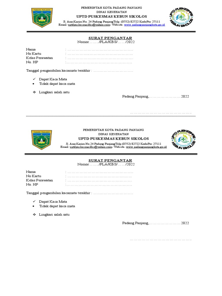 Surat Keterangan Sakit Puskesmas Padang Panjang | PDF