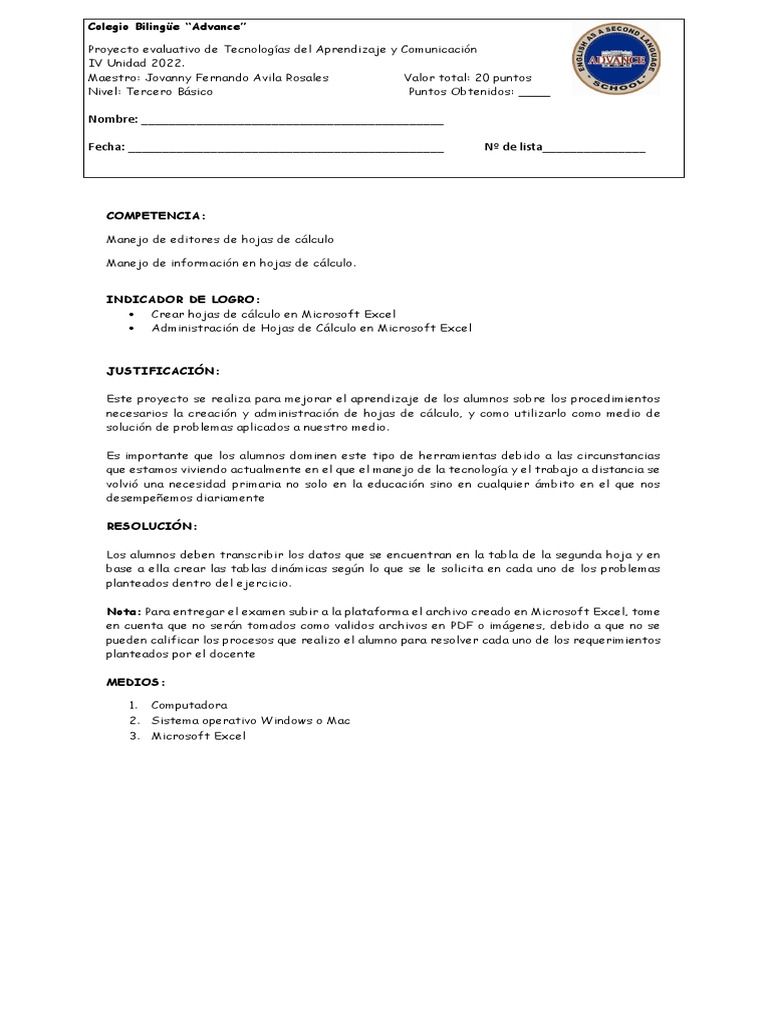 Examen Compu | PDF | Prueba (evaluación) | Microsoft Excel