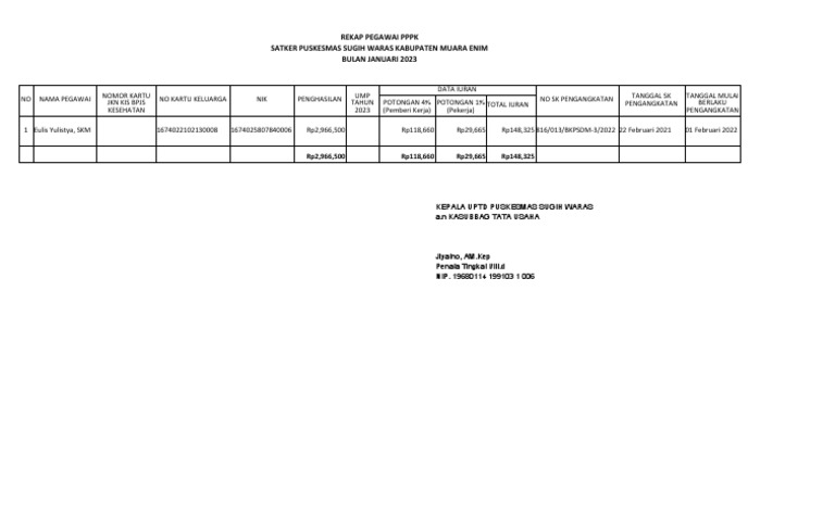 Rekap Pegawai PPPK | PDF