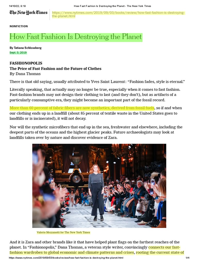How Fast Fashion Is Destroying The Planet - The New York Times | PDF ...