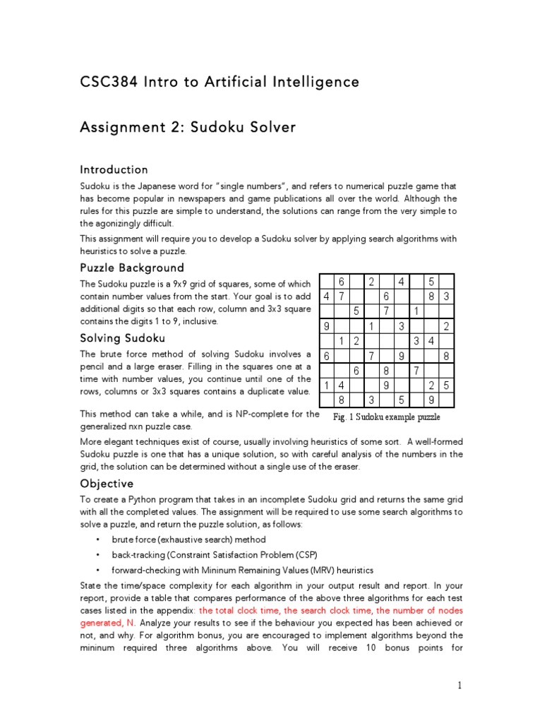 Sudoku Assignment | PDF | Computer Science | Applied Mathematics