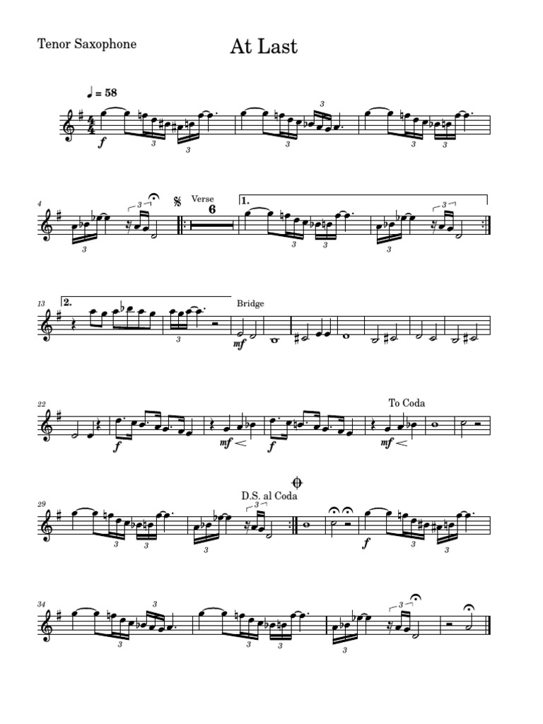 At Last-Tenor Saxophone | PDF