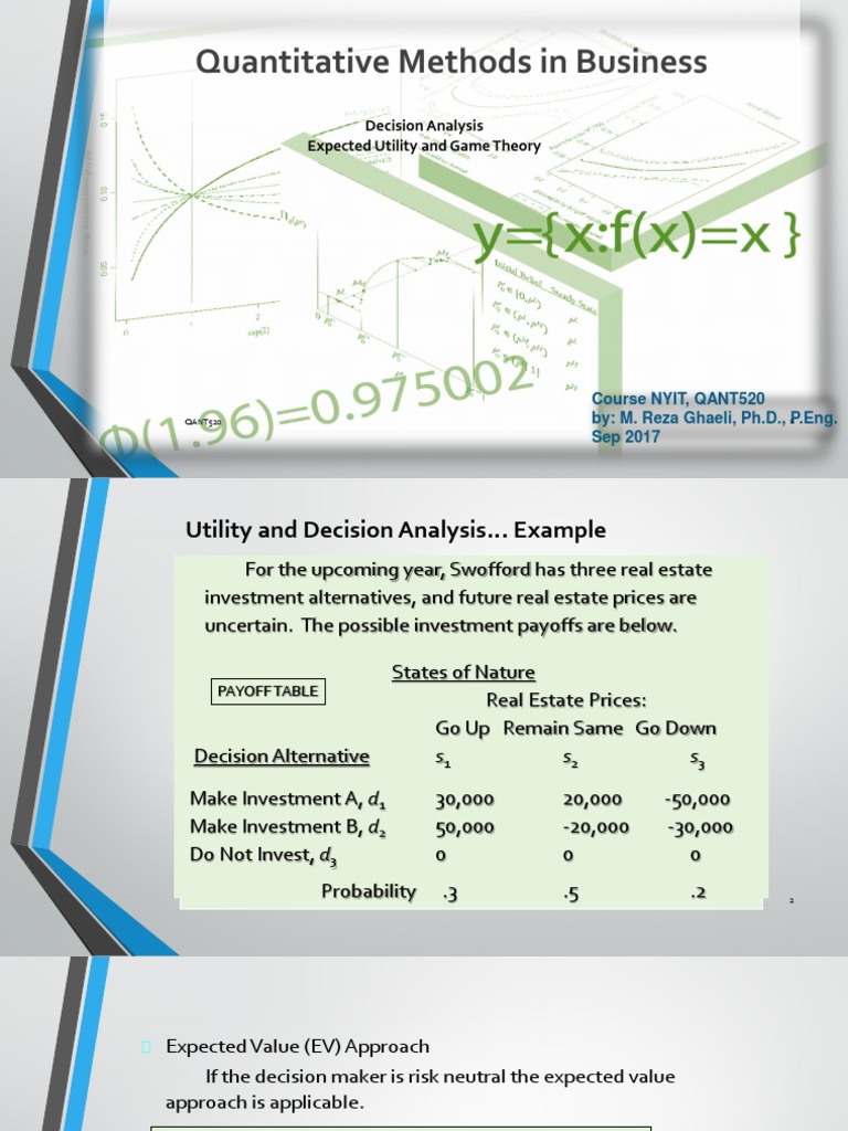 Quantitative Business Decision Analysis | PDF | Utility | Applied Mathematics