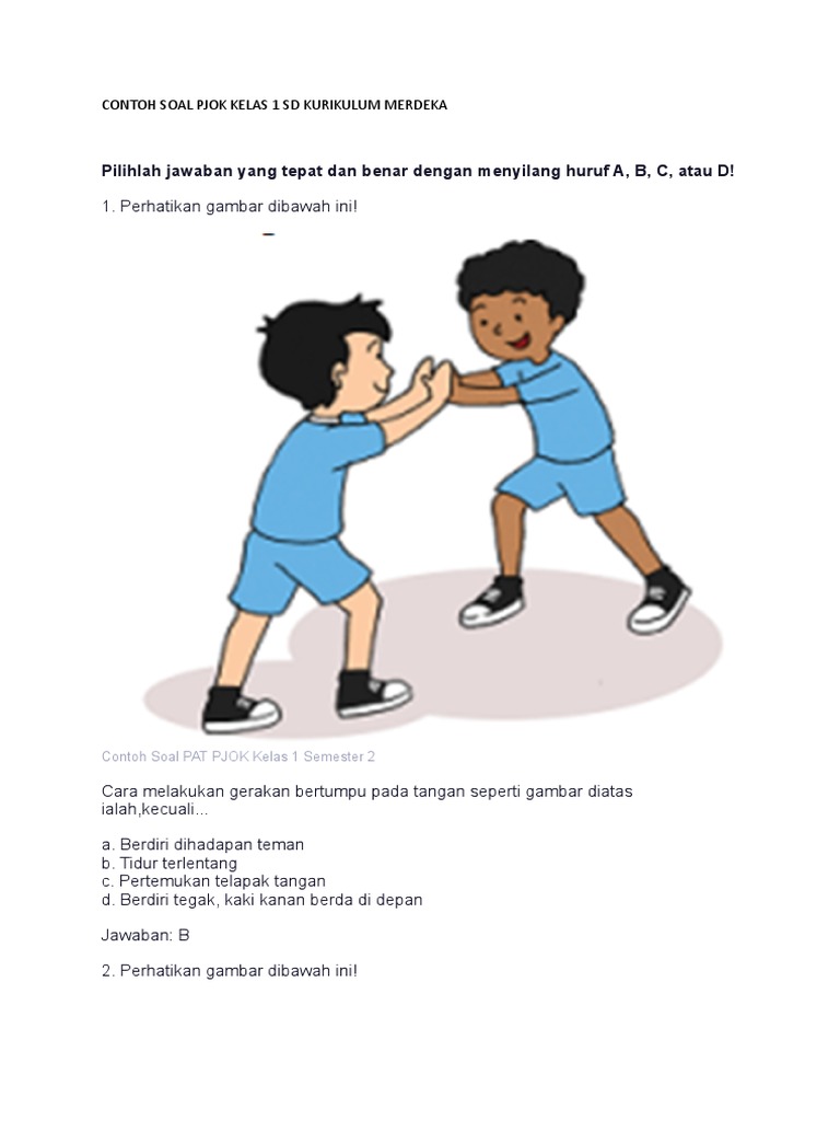 Contoh Soal PJOK Kelas 1 Semester 2 | PDF