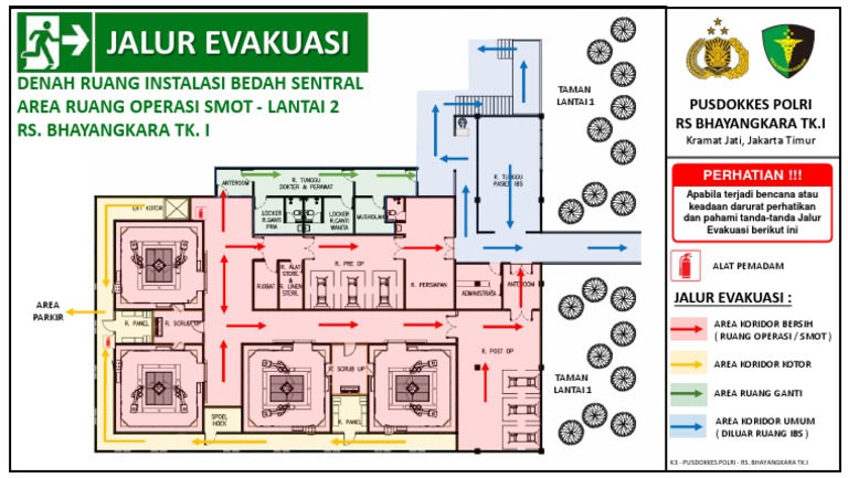 Design Jalur Evakuasi Rs Bhayangkara TK I Ruang Smot | PDF