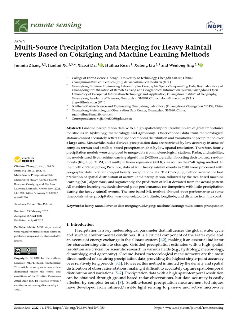 Multi-Source Precipitation Data Merging For Heavy Rainfall Events Based ... Multi-Source Precipitation Data Merging For Heavy Rainfall Events Based ...