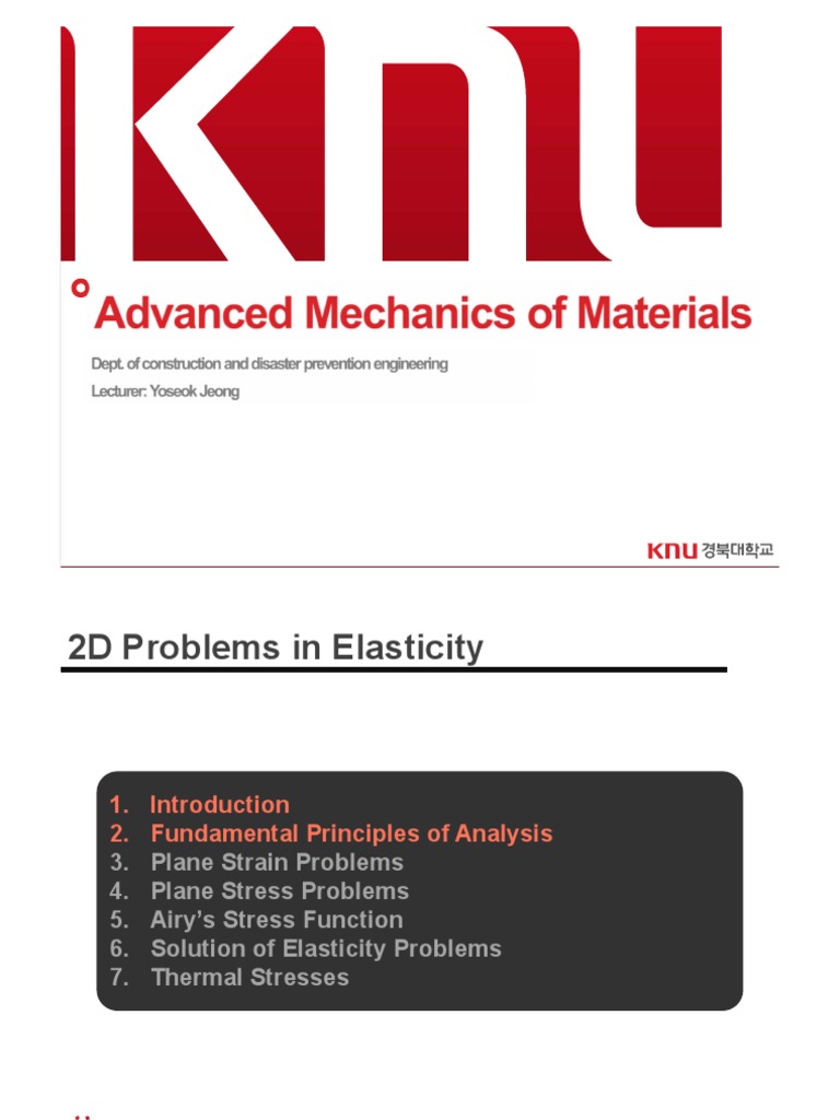 Comprehensive Overview of Two-Dimensional Problems in Elasticity Theory | PDF | Stress ...