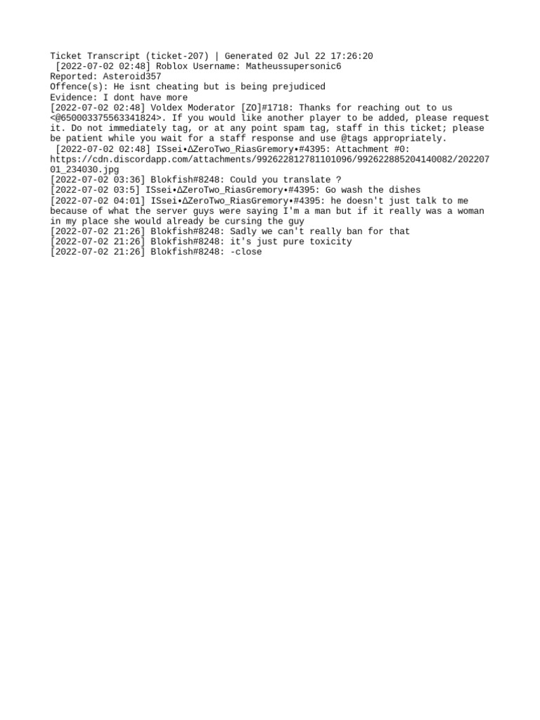 Toxicity Report in Roblox Ticket | PDF | Computers