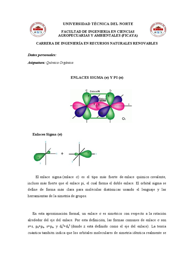Enlace Sigma y Pi Resumir Nomas | PDF | Enlace químico | Orbital atómico