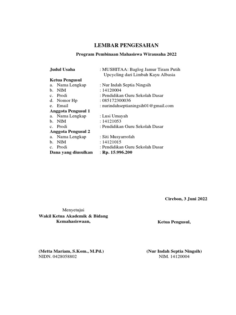 Proposal P2MW Budidaya | PDF